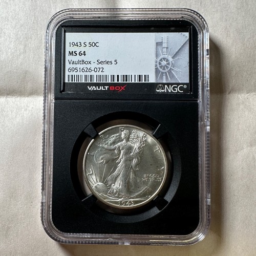Genuine Vault Box 1943 S Walking Liberty Half Dollar $0.50 NGC MS64 ...
