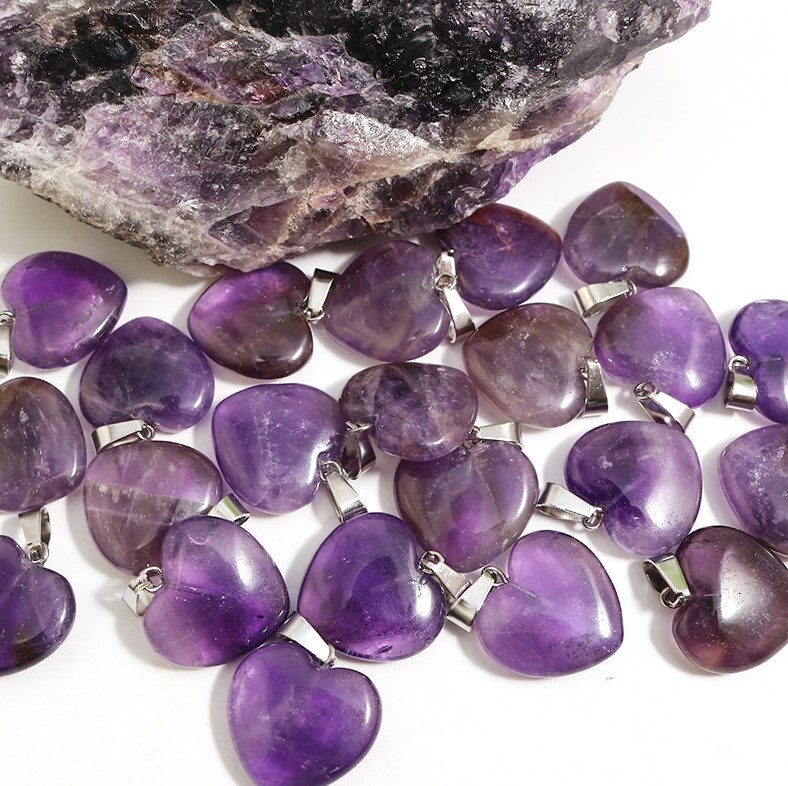 Purple Amethyst Stone Heart Pendant for Jewelry Making 20mm 5pcs | eBay