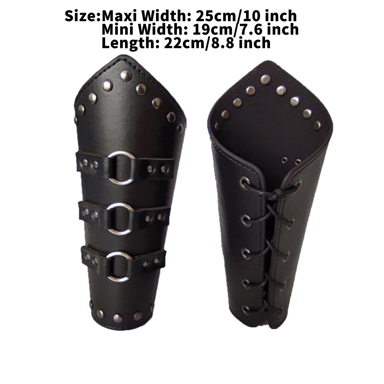 1 Pair Viking Knight Bracers Rivets-ring Lace-up gunman Leather Wrist ...