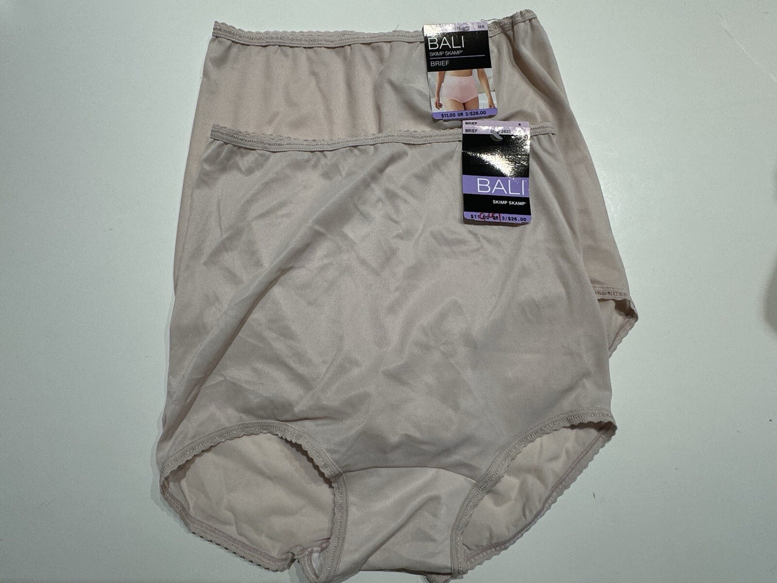NWT Bali Skimp Skamp Brief Panties 2633 Size 6 Rosewood Beige 2 PAIRS ...