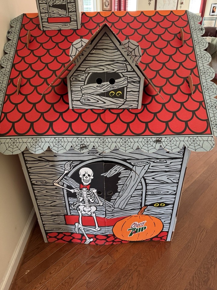 Vtg 7up Halloween Cardboard House 1987~ Large Store Halloween Display ...