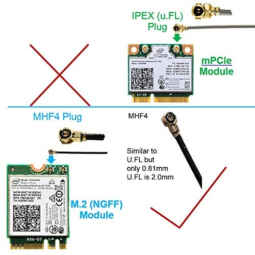 1Pair IPEX 4 MHF4 Antenna 2.4GHz 5GHz 3dBi Internal Laptop WiFi for ...