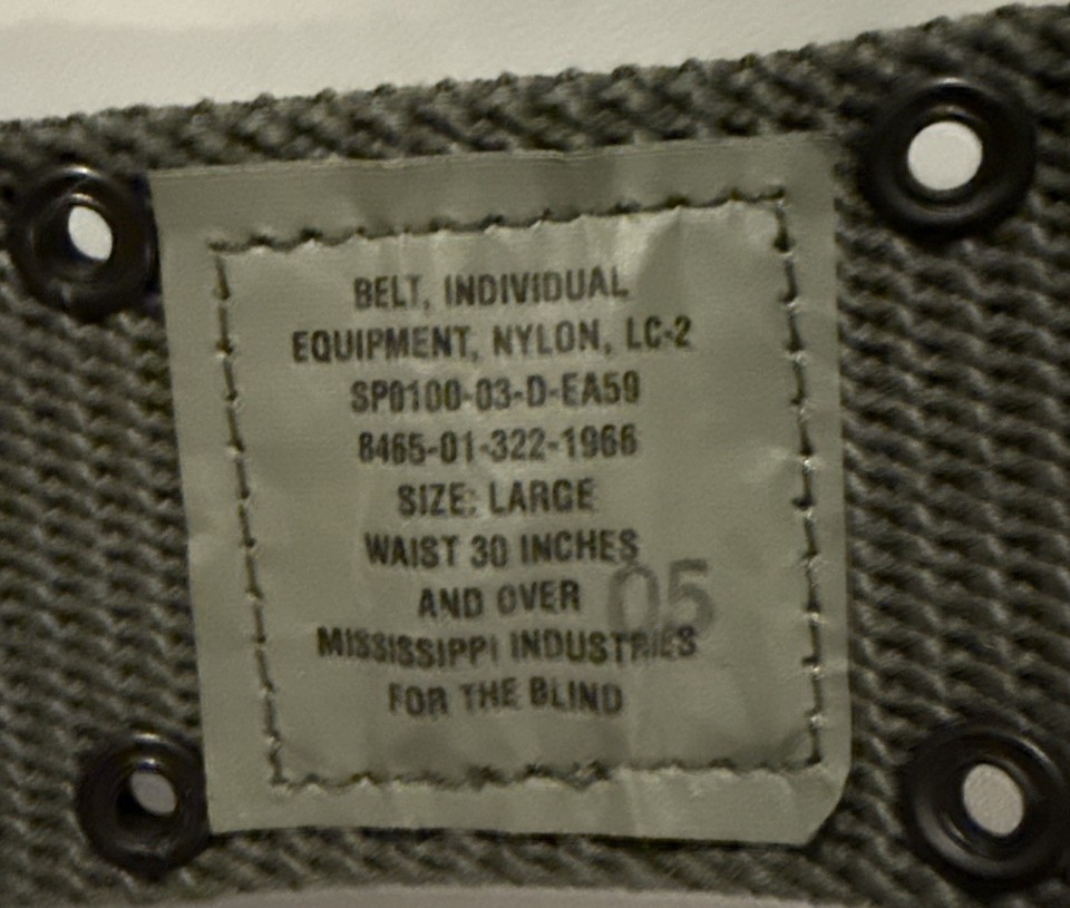 US Military Individual Equipment Nylon Utility Belt LC-2 Large ...