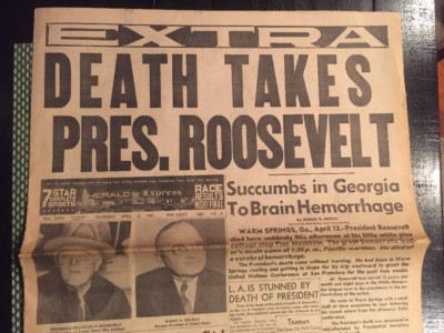 ROOSEVELT DEAD April 12th 1945 FDR Original Newspaper Los Angeles ...