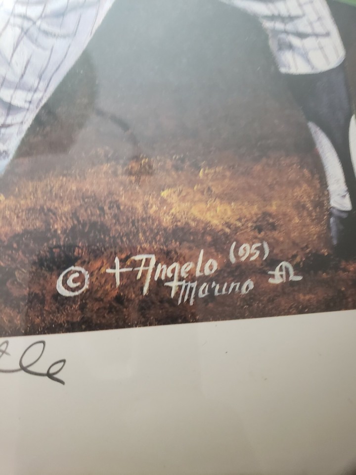 MICKEY MANTLE LITHOGRAPH AUTOGRAPH 18X24 ANGELO MARINO 1995 YANKEES ...