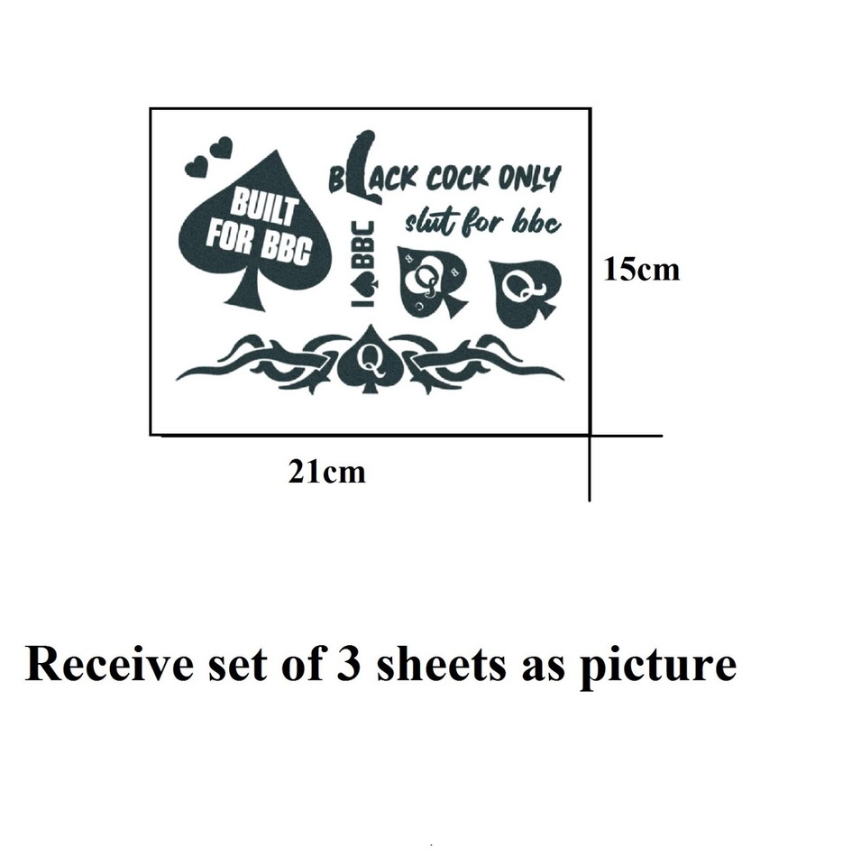 3 Set Q Of Spades Temporary Tattoo Lower Back BBC Slut Fake Tattoo Sexy ...