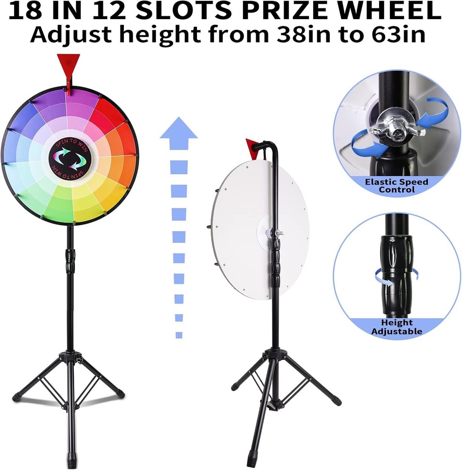 18 Inch Spinning Prize Wheel, 12 Slots Heavy Duty Editable Spinning ...