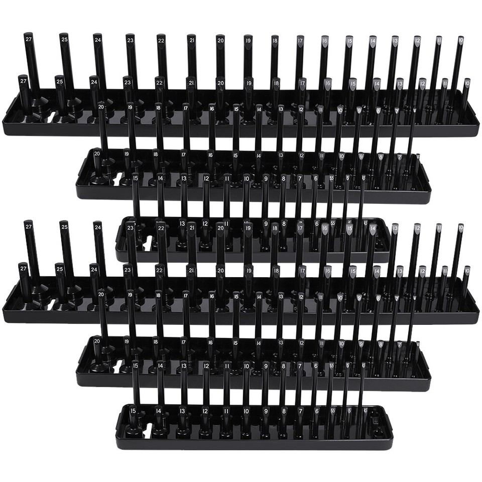 3 or 6 Socket Organizer Tray Rack Storage Holder Tool Set SAE 1/4" 3/8 ...
