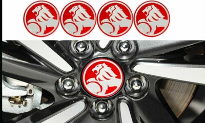 Holden Red / White Domed Wheel Centre Stickers 1 Set of 4pcs 56mm ...