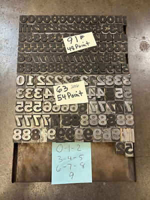 Lead Type Numbers 48 and 54 point set Letterpress | eBay