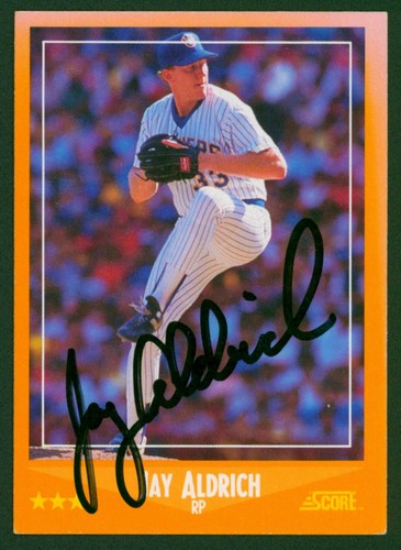 JAY ALDRICH Signed 1988 Score Card #578 Milwaukee Brewers RC Auto w/COA ...