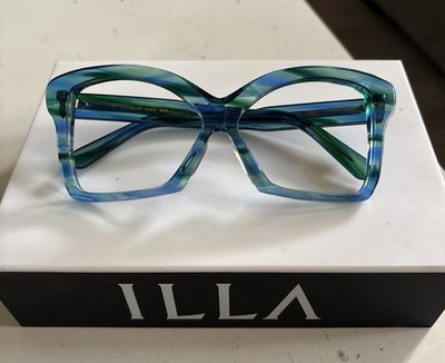 ILLA EYEGLASSES FRAMES ONLY/ MADE IN ITALY SVEVA 58/15/135 BLUE & GREEN ...