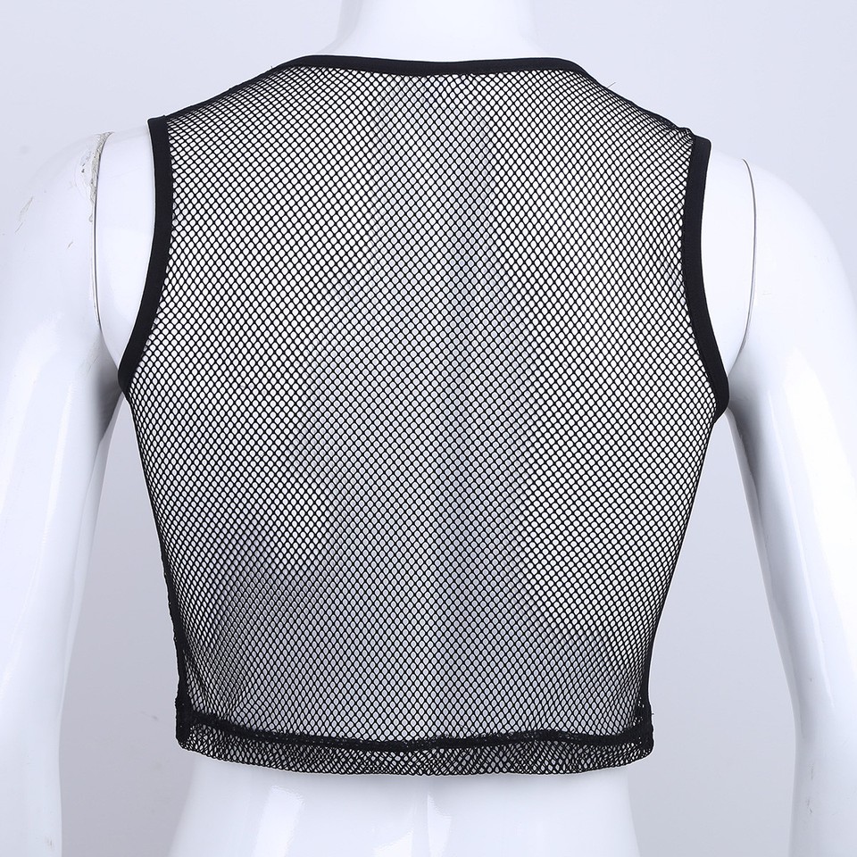 Muscle Comfy Mesh Net Fishnet Sheer Mens Vest Sleeveless Shirt Tank ...