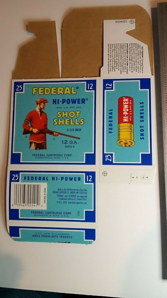 FEDERAL "HI-POWER" RETRO SHELL BOX, BRAND NEW/NEVER USED/ UNFOLDED and ...