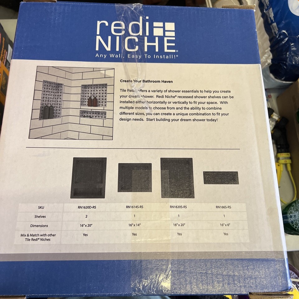 Redi Niche 16"W x 14"H Single Shelf Shower Niche | eBay