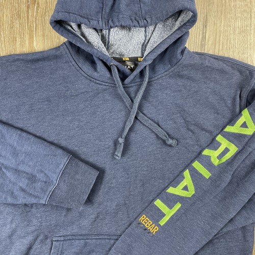 Ariat Rebar Hoodie Navy Blue Print Pockets Men's Large Green ...