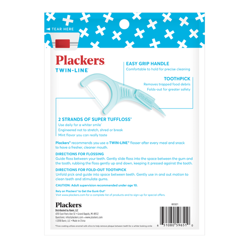 Plackers 75 TWIN-LINE DENTAL FLOSSERS | COOL MINT Oral Care Toothpick ...