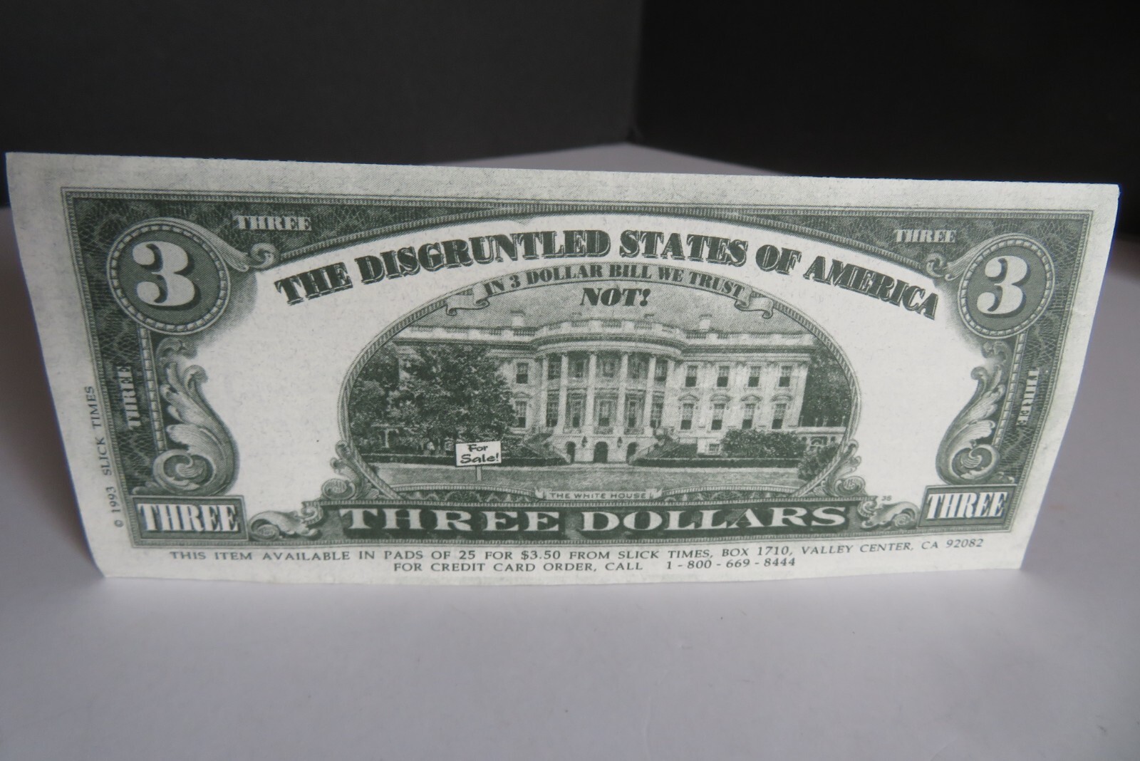 VINTAGE BILL CLINTON $3 Bill Disgruntled States of America Queer ...