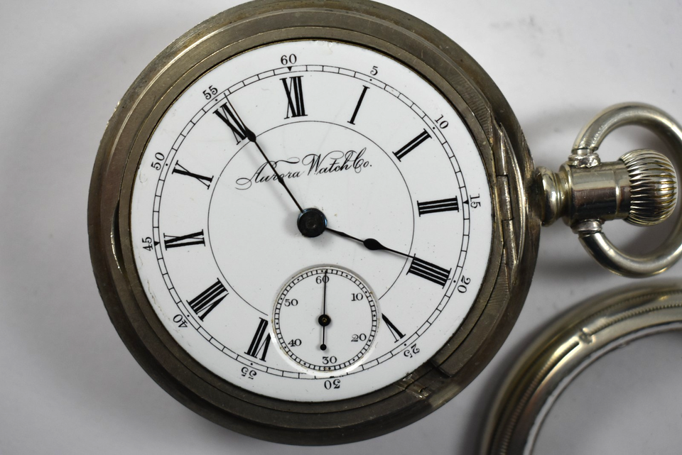 1887 Aurora 18s 15J Sidewinder Pocket Watch w/Silverode Case lot.rh | eBay