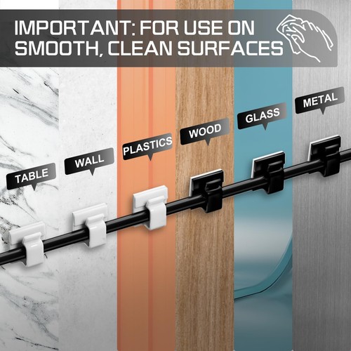 100PCS Cable Clips, Adhesive Wire Clips Strong Cord Clips Wire Holders ...