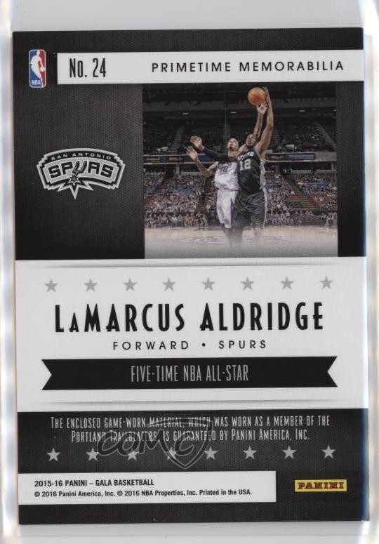 2015-16 Panini Gala Primetime Memorabilia Purple /40 LaMarcus Aldridge ...