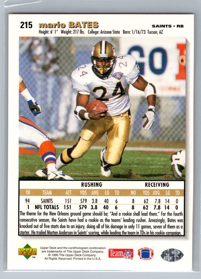 1999 UPPER DECK COLLECTOR'S CHOICE CARD # 215 Mario Bates - New Orleans ...