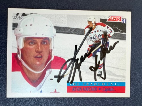 Kevin Hatcher Washington Capitals 1991 Score #340 NHL HAND SIGNED ...