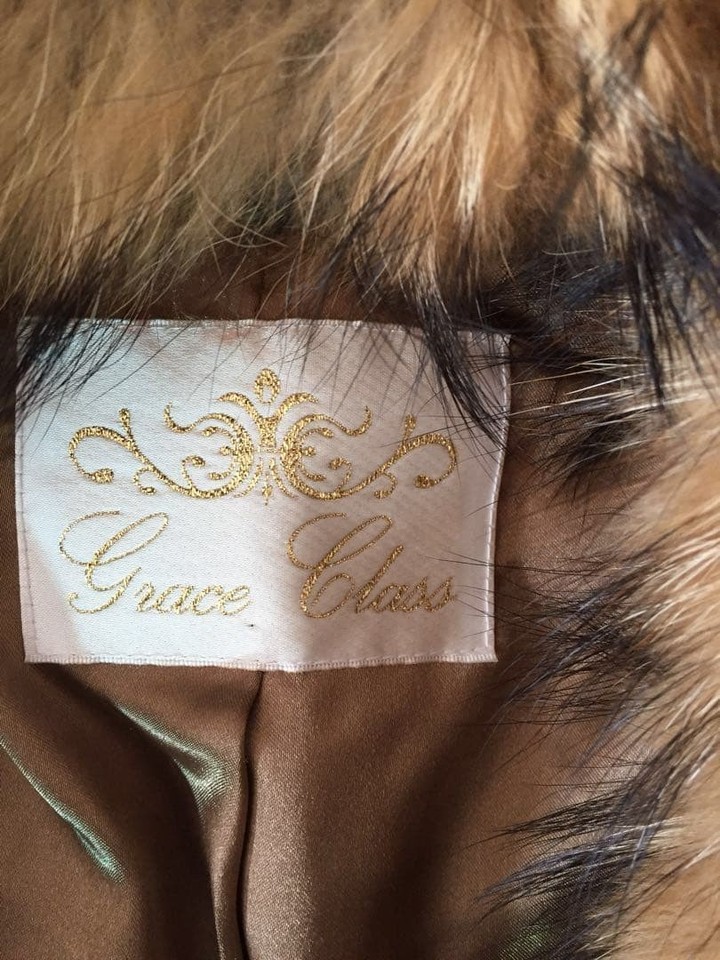 Grace Continental Sable Fur Trimmed Raccoon Fur Women's 3/4 Sleeve Coat ...