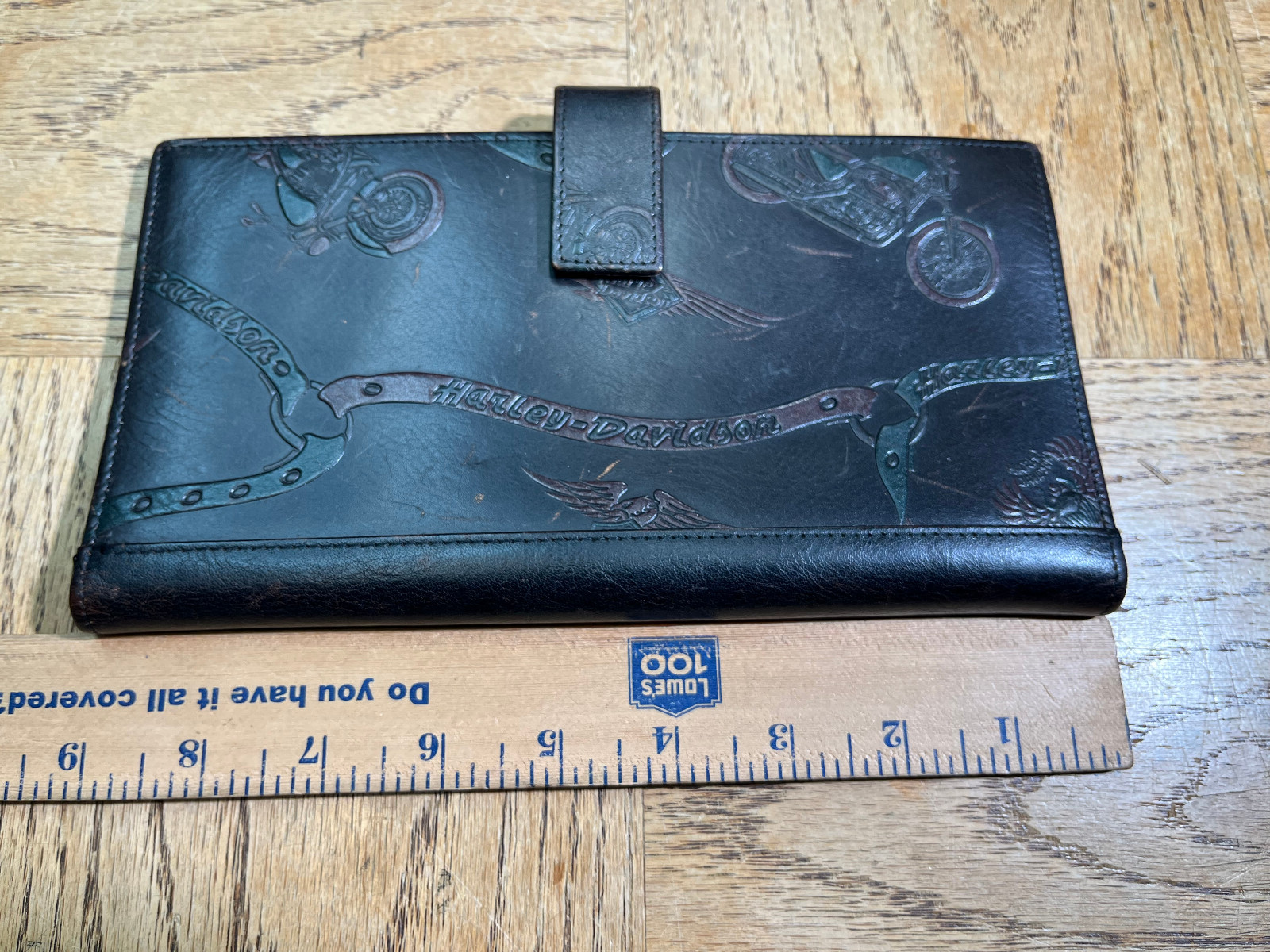 Harley Davidson Men's Black Leather Embossed Motorcycle Wallet Vintage ...