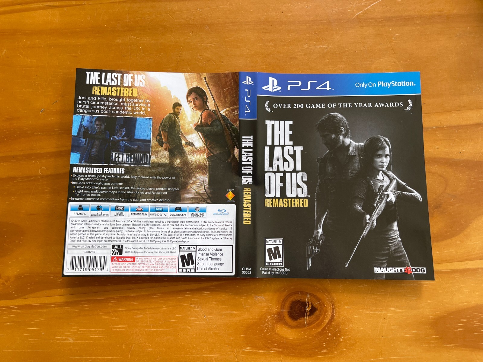 The Last of Us Remastered Sony PlayStation 4 PS4 Cover Art Insert ONLY ...