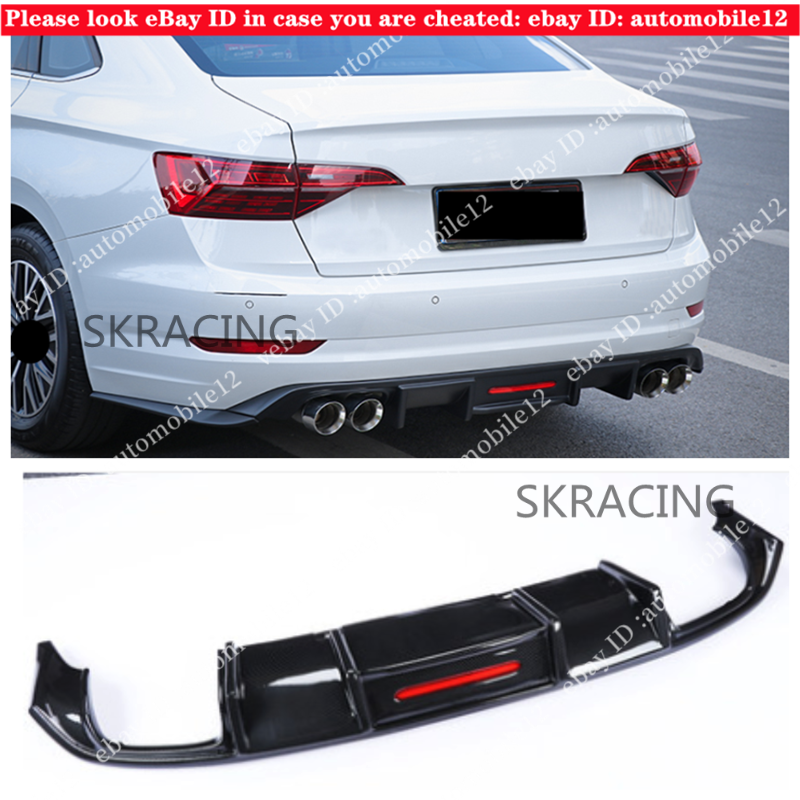 Fits VW Jetta GLI 2019-2021 Carbon Fiber Style Rear Bumper Diffuser Lip ...