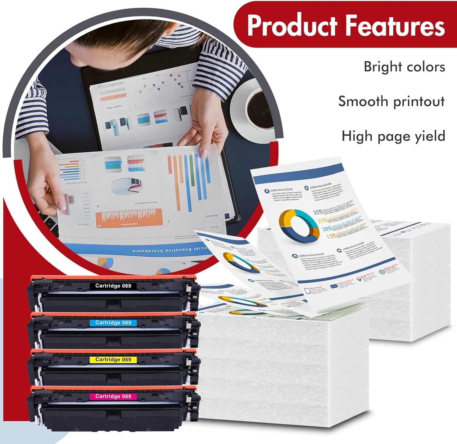 4x 069 Toner Cartridges w/ CHIP for Canon MF751,MF752,MF753,MF756 ...