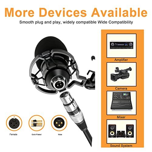 6 Pack 10Ft XLR Male to Female Microphone Cabel with 3-Pin XLR Speaker ...