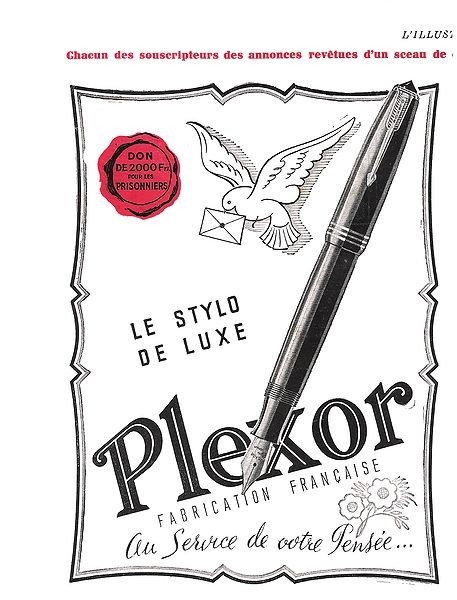 Rare 1940s PLEXOR (PARKER) De Lux Black GT Button-Filler Fountain Pen ...