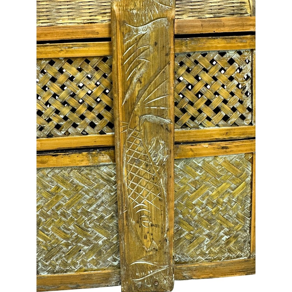 Woven Design Three Tier Basket Carved Decorative Handle Wash Finish | eBay