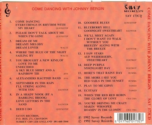 Come Dancing With Johnny Bergin CD 20 Tracks Ballroom Sequence Dancing ...