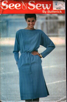 6630 Vintage Butterick Sewing Pattern Misses 1980s Loose Fitting Dress ...