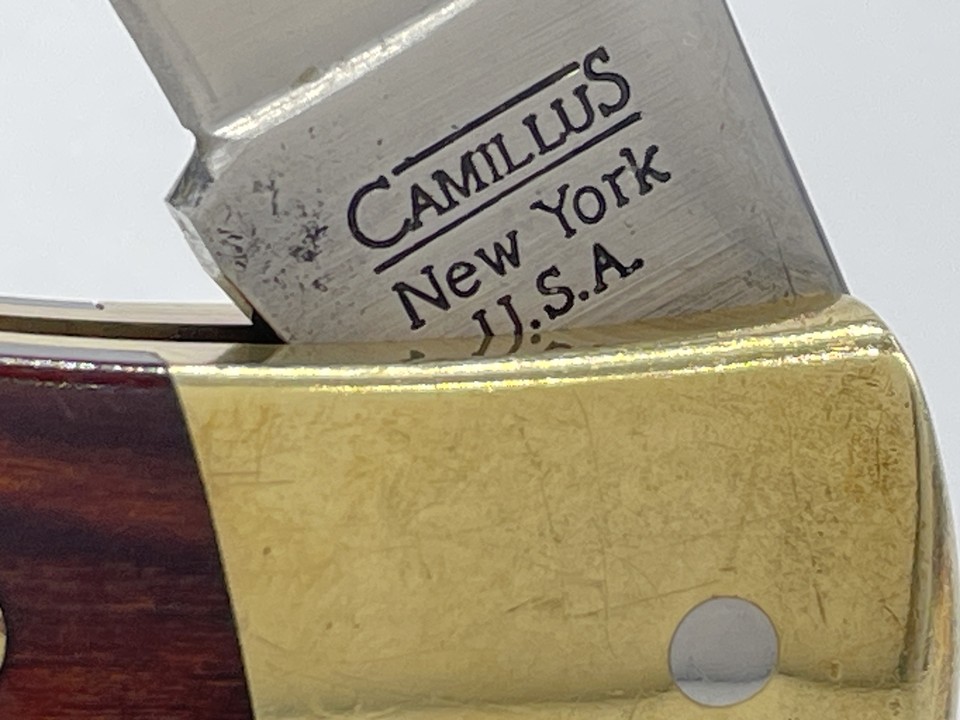 Vintage CAMILLUS USA 4 Brown Folding Clip Point Hunter Lockback w ...