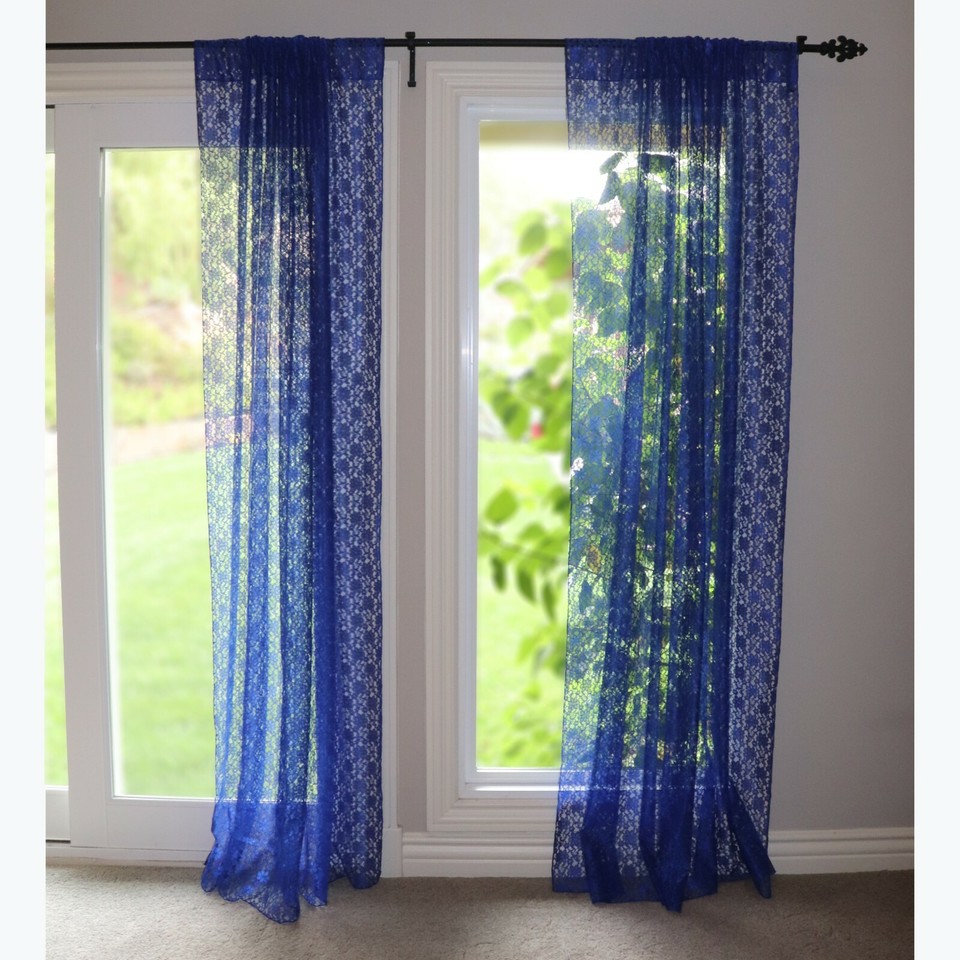 Floral Sheer Lace Window Curtain Panel Decorative Drapes for Home ...