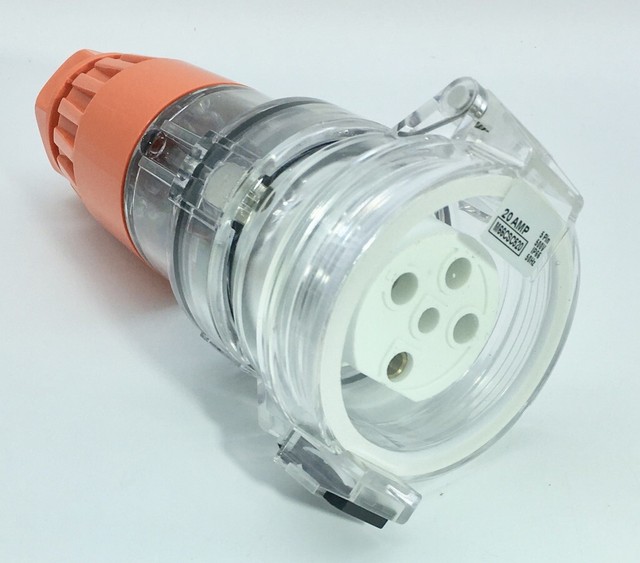 20A 5 Pin IP66 Weatherproof 3 Phase Female Socket Plug Industrial IP66 ...