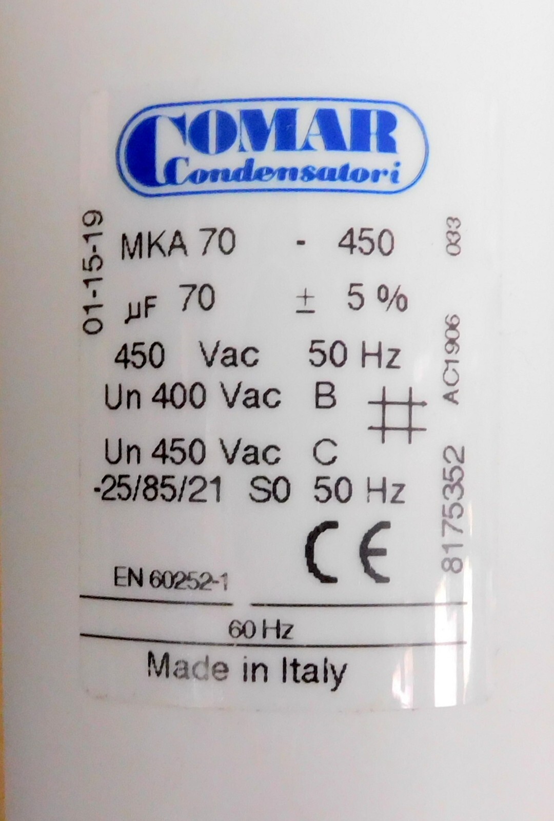 Comar Condensatori MKA 70 Electrolytic Condenser Capacitor EN60252-1 | eBay