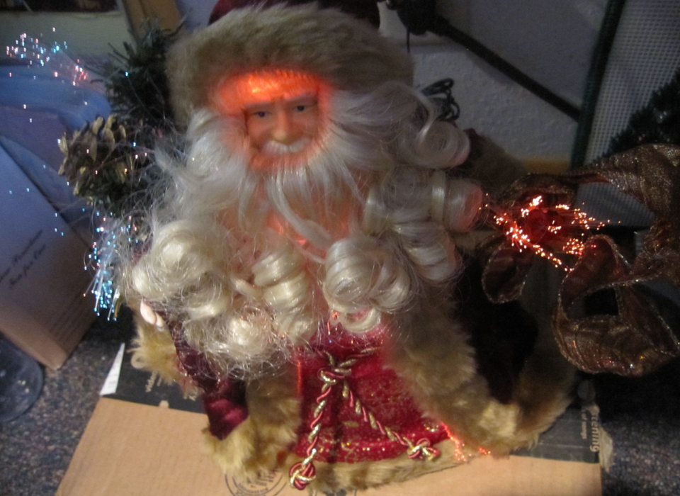 12" Santa Claus Tree Topper Fiber Opticr Changing Lights wBox Sterling ...