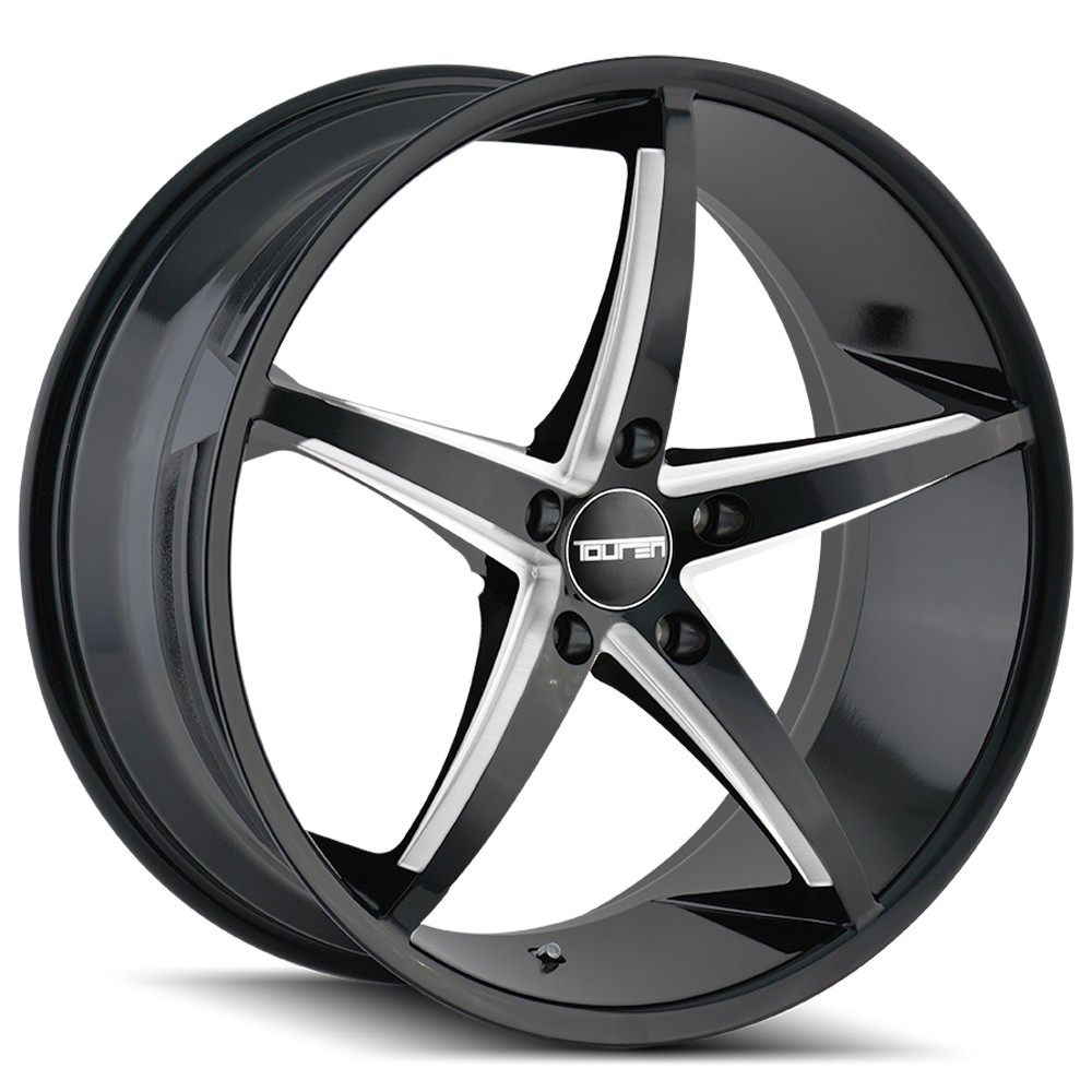 (Set of 4) Touren TR70 18x8 5x115 +20mm Black/Milled Wheels Rims 18 ...