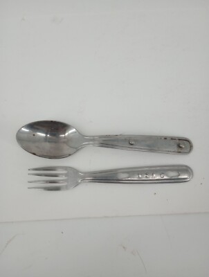 Vtg USMC MILITARY MESS Kit FORK SPOON STEEL Different Areas Made Same ...