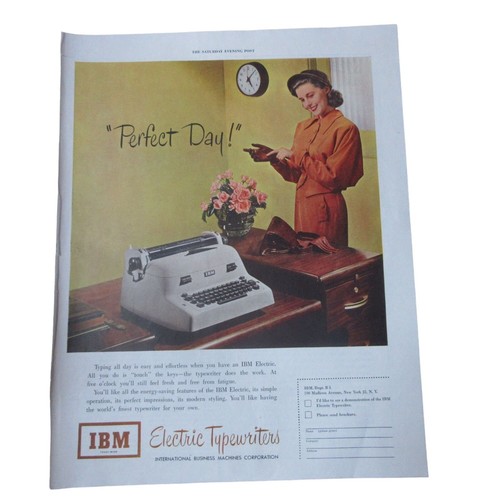 1950 IBM Electric Typewriters - Perfect Day - Vintage Print Ad | eBay