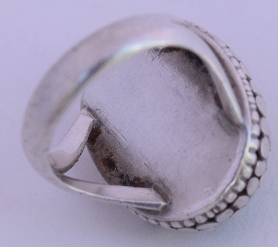 Antique vintage CHINESE export Sterling Silver & dark green JADE ornate ...