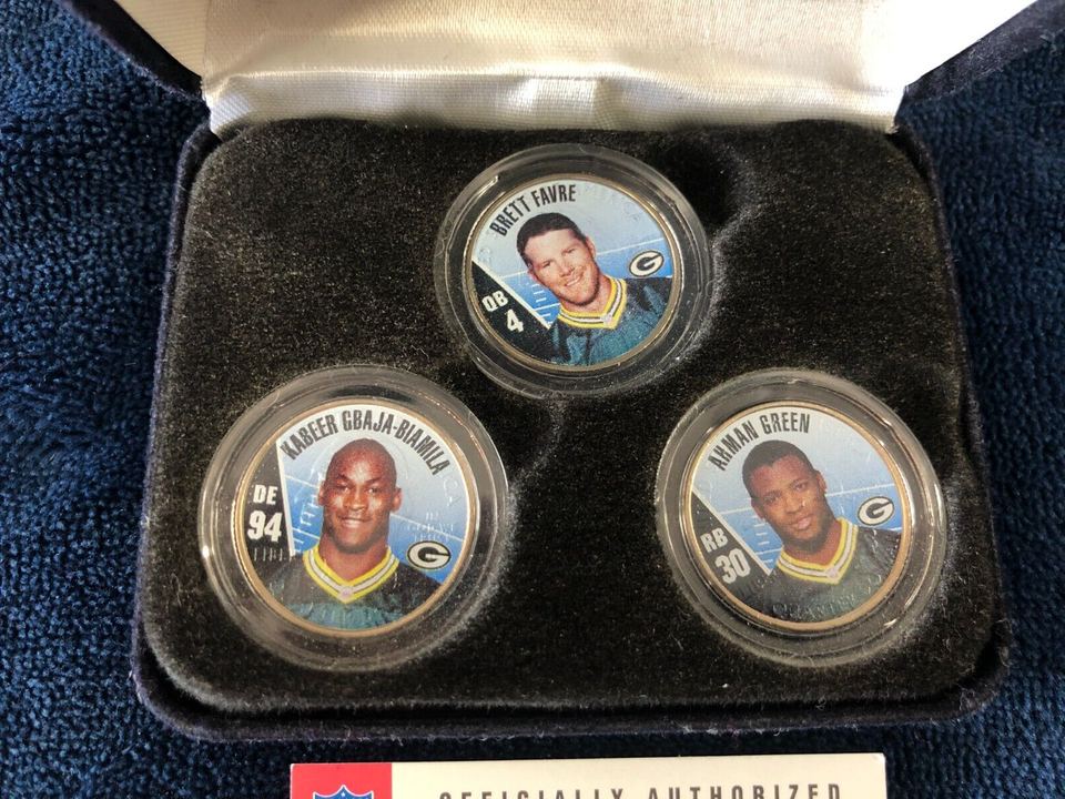 2004 Green Bay Packers NFL Colorized Quarters 3 Coin Set Favre/Green ...
