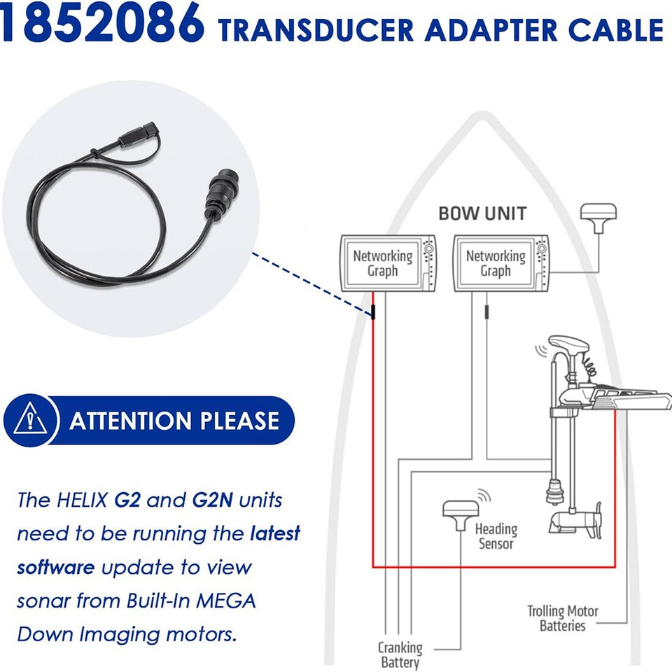 for Minn Kota 1852068 MKR-MDI-2 Humminbird 7-Pin US2 Transducer Adapter ...