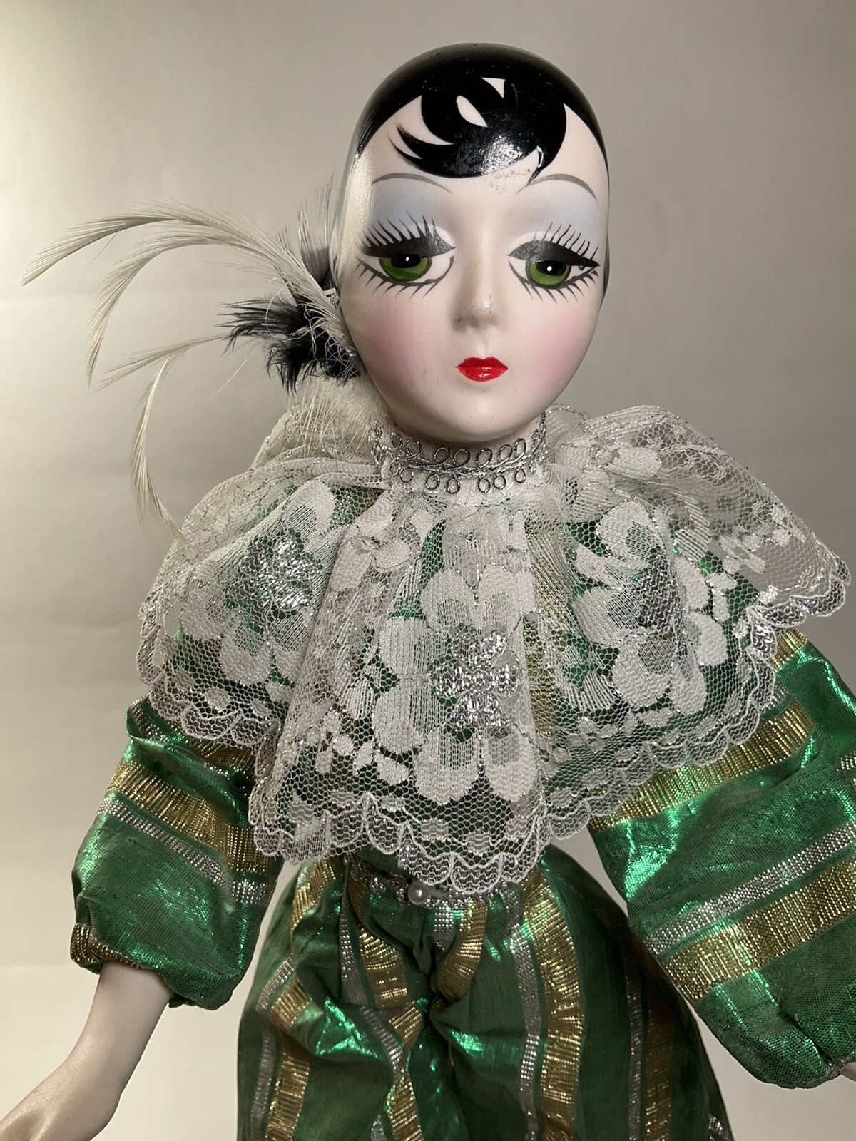 Antique Sankyo Musical Wind Up Porcelain Clown Shelf Doll Vintage 16 ...