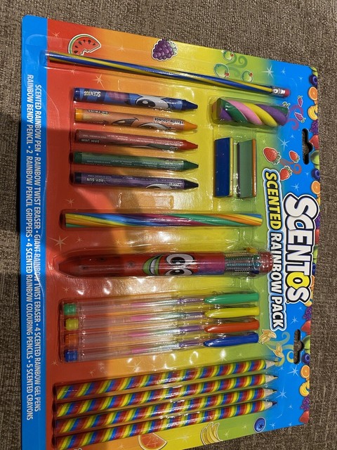 2x Scentos Scented Rainbow Pack 19 Piece Set Pens Pencils Crayons ...